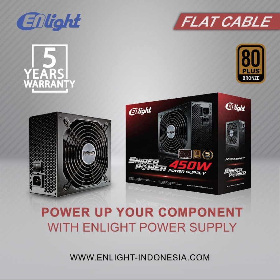 Jual PSU ENLIGHT 450W 80+ BRONZE GARANSI 5 TAHUN POWER SUPPLY ...