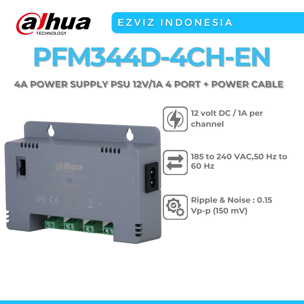 Jual DAHUA PFM344D-4CH-EN 4A POWER SUPPLY PSU 12V/1A 4 PORT + POWER ...