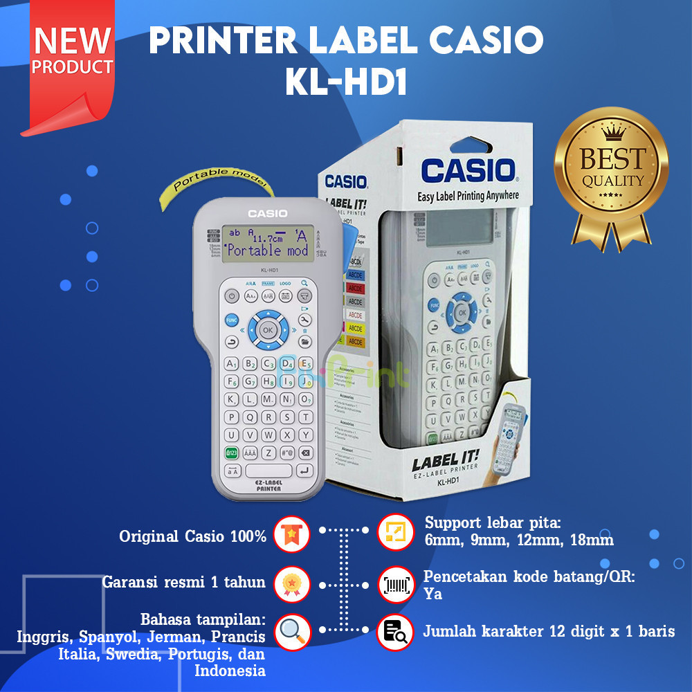 Jual Label Printer KL-HD1 Casio Label Maker KL HD1 Mesin Labeling ...