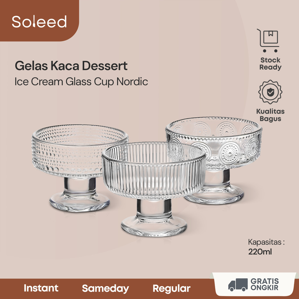Jual Gelas Kaca dessert es krim puding gelato ice cream bowl footed ...
