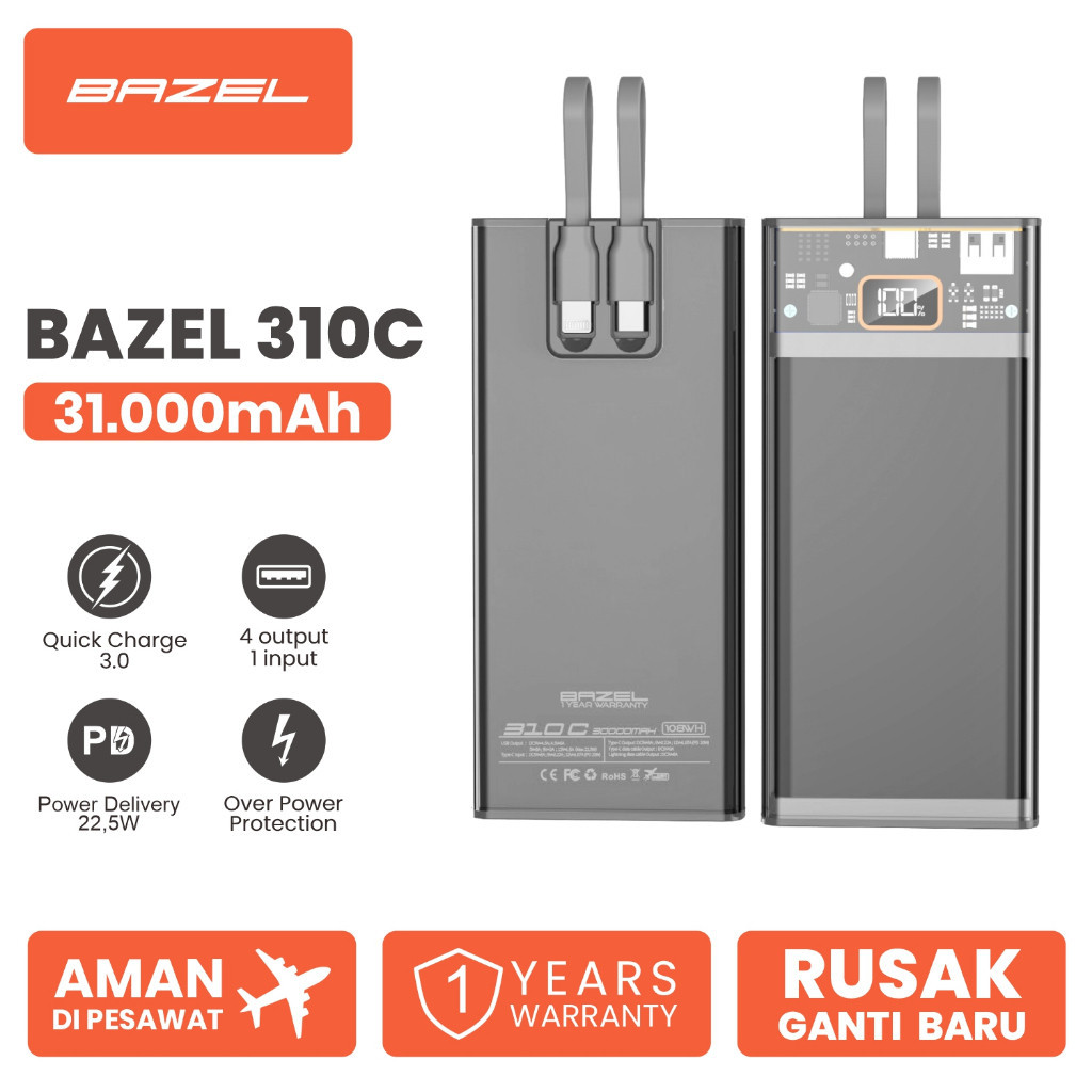 Jual PRODUK TERBARU # Bazel 310C Powerbank Transparent Digital Display ...
