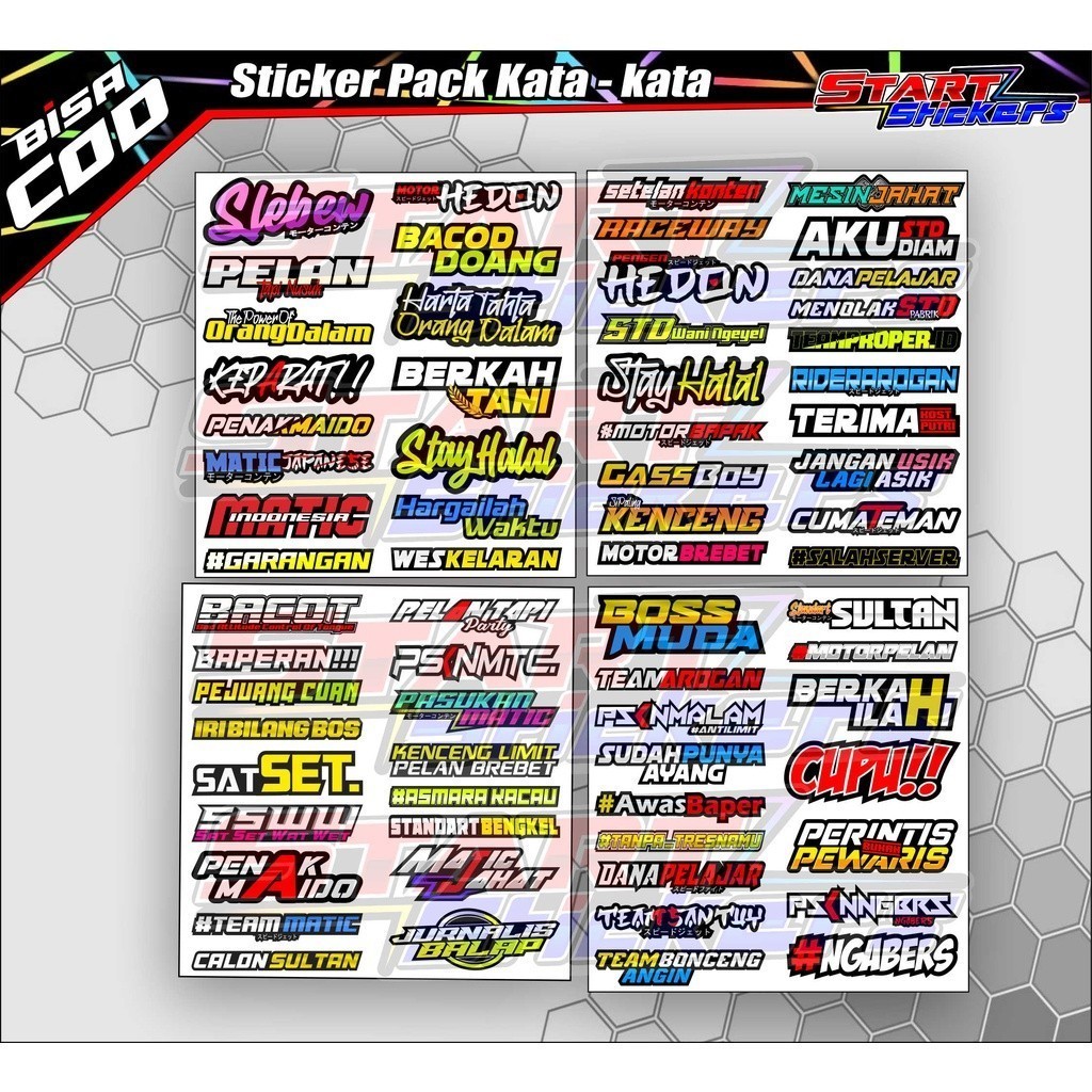 Jual STIKER PACK KATA KATA RACING / STIKER PACK HEREX / STIKER PACK ...