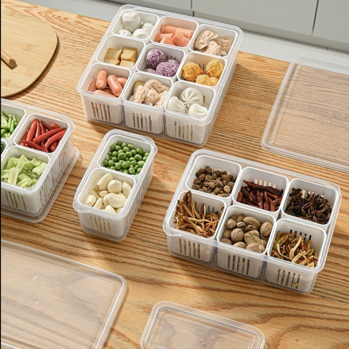 Jual kotak storage sekat saringan penyimpan makanan kulkas freezer food ...