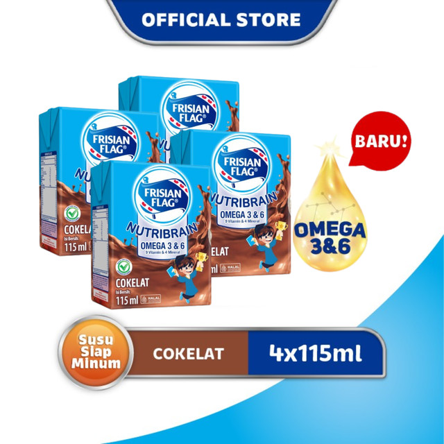 Jual Frisian Flag Omega Susu UHT Chocolate 115ml x 4 pcs | Shopee Indonesia