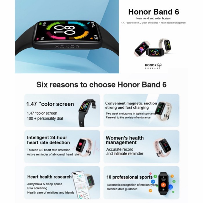 Jual HONOR BAND 6 Smart band spo2 - AMOLED DISPLAY - SMARTBAND | Shopee ...