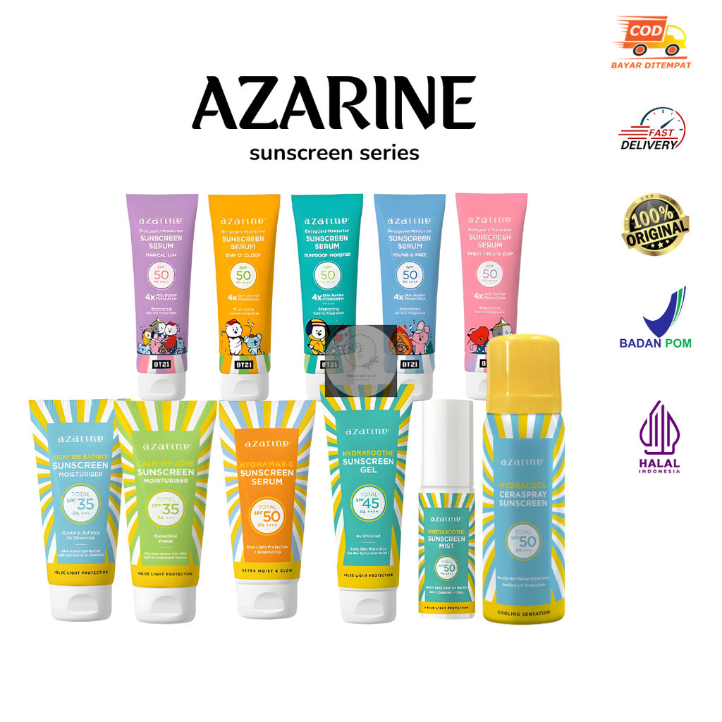 Jual AZARINE SUNSCREEN Hydrasoothe Gel SPF45++ | Hydramax-C Serum SPF ...