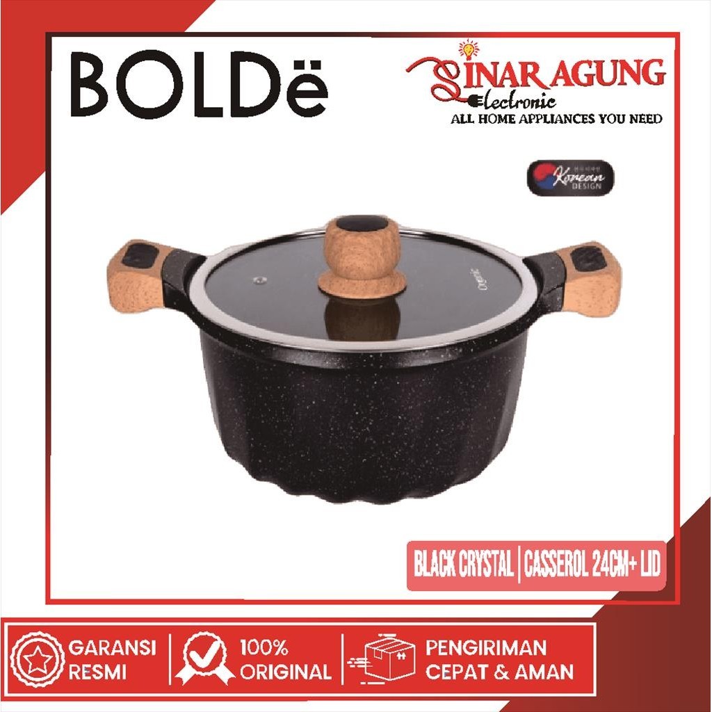 Jual BOLDE ORGANIC BLACK CRYSTAL SERIES CASSEROLE 24CM PLUS LID 100% ...