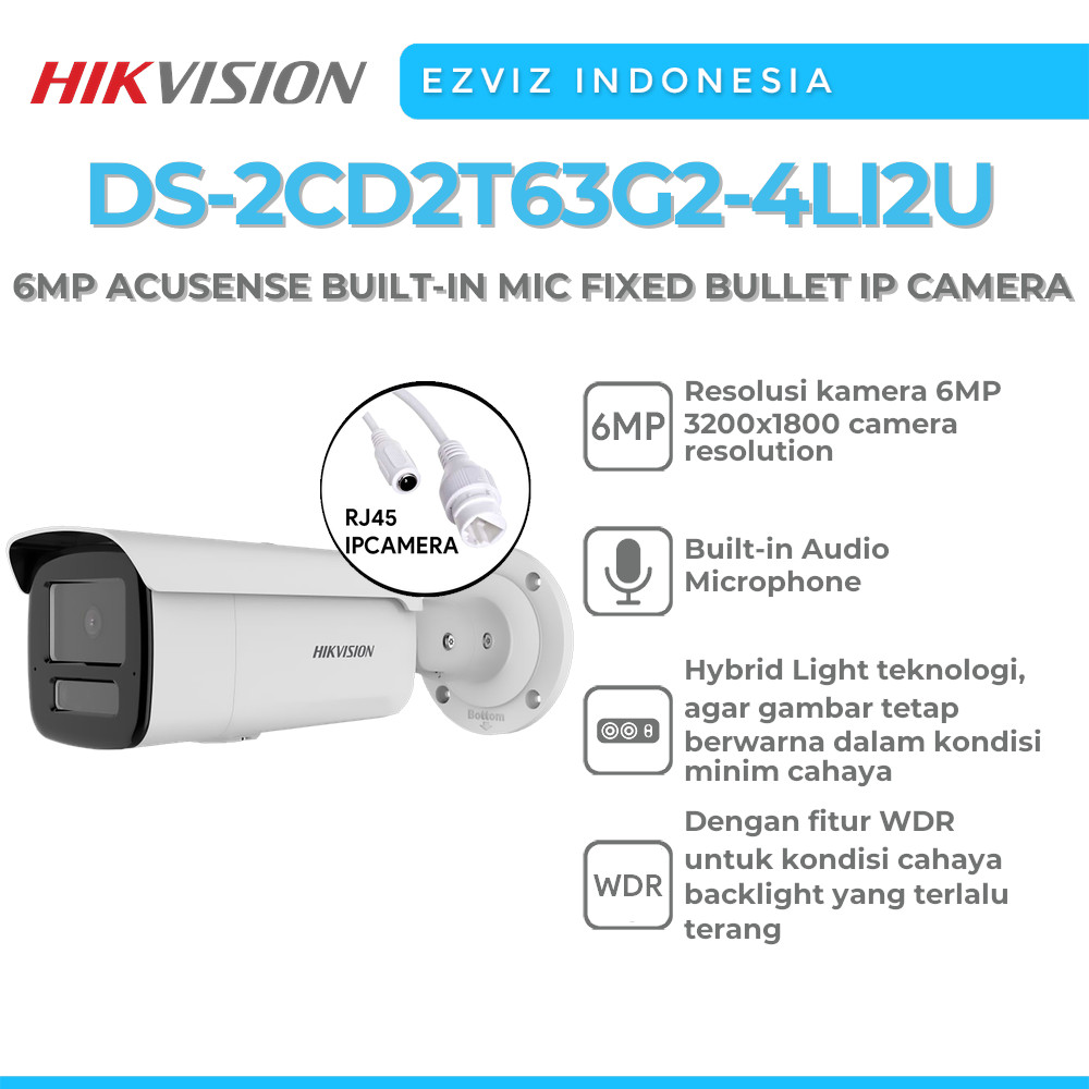 Jual HIKVISION DS-2CD2T63G2-4LI2U 6MP ACUSENSE SMART HYBRID LIGHT BUILT-IN MIC MICROSD UPTO ...