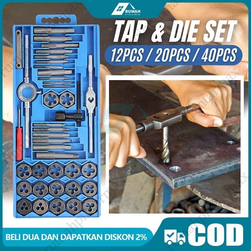 Jual Tap Die Set 12 /20 /40 pcs Alat Snai dan Tap Ulir Dart Mur Baut ...