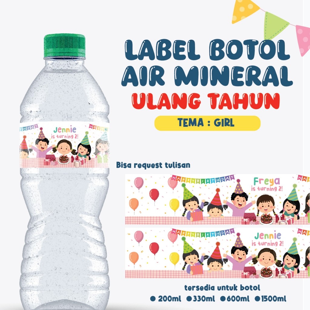Jual Label Botol Air Mineral , Mineral Water Aqua Ulang Tahun Anak Girl ...
