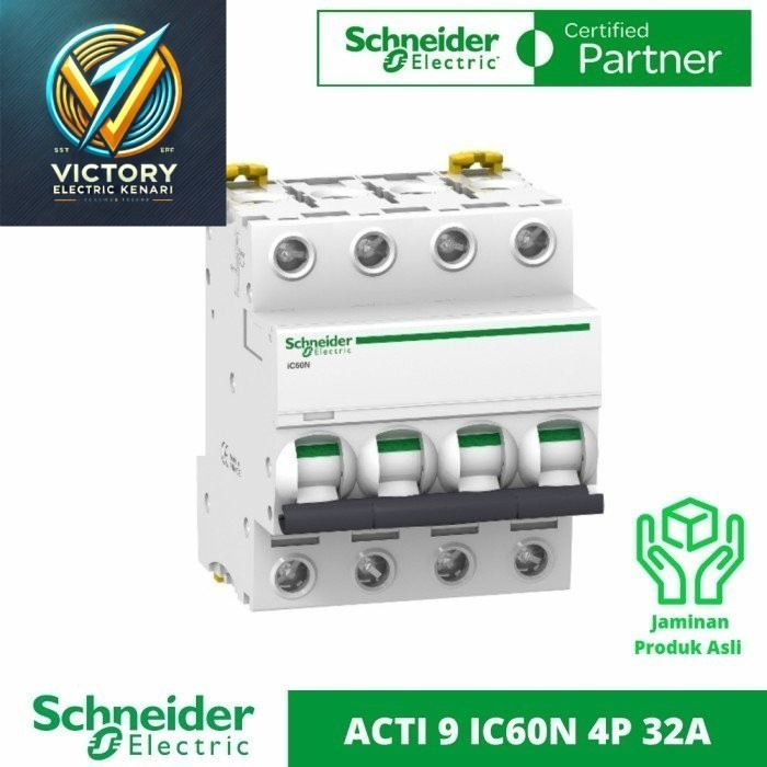 Jual MCB 4p 32a 4 Phase 32 Ampere Original SNI Schneider IC60N 4Pas 32Amper | Shopee Indonesia