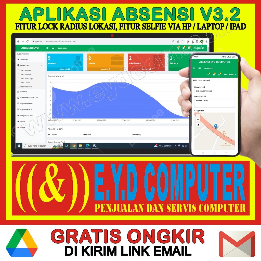 Jual SOURCE CODE APLIKASI ABSENSI SELFIE V.3.2 DENGAN RADIUS LOKASI ...