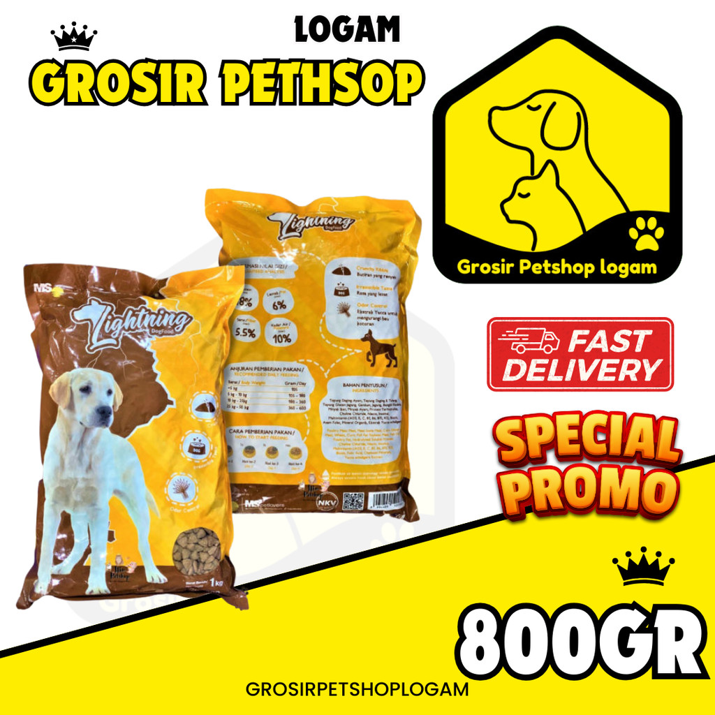Jual Makanan Anjing Kering Lightning Dog 800gr / Dry Food Lightning ...