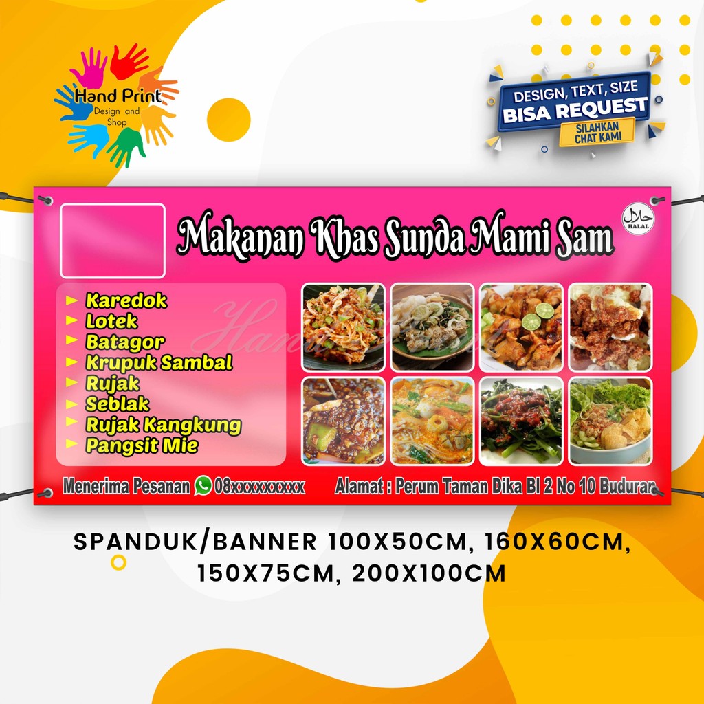 Jual Cetak Spanduk Banner Jualan Makanan Khas Sunda Pink MMT Spanduk ...