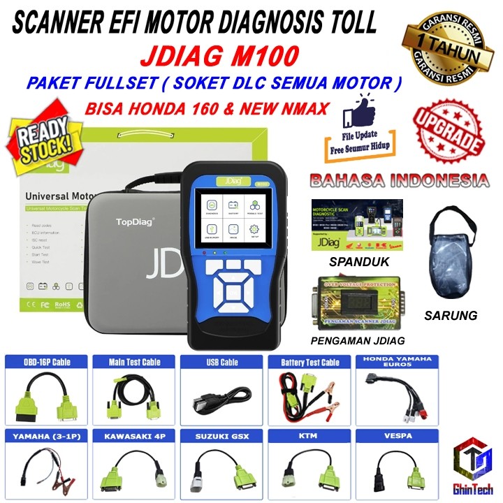 Jual ORIGINAL Scanner JDiag M100 PRO M100 Reset Sepeda Motor Scanner ...