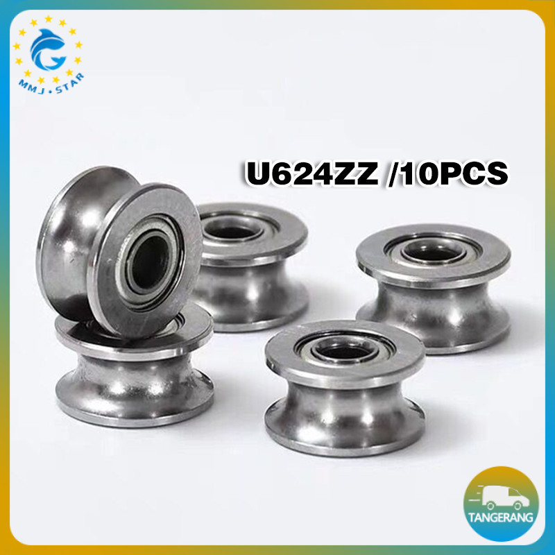 Jual 10pcs U624zz Ball Bearing Model U Cekung Pulley Rail Track Roda ...