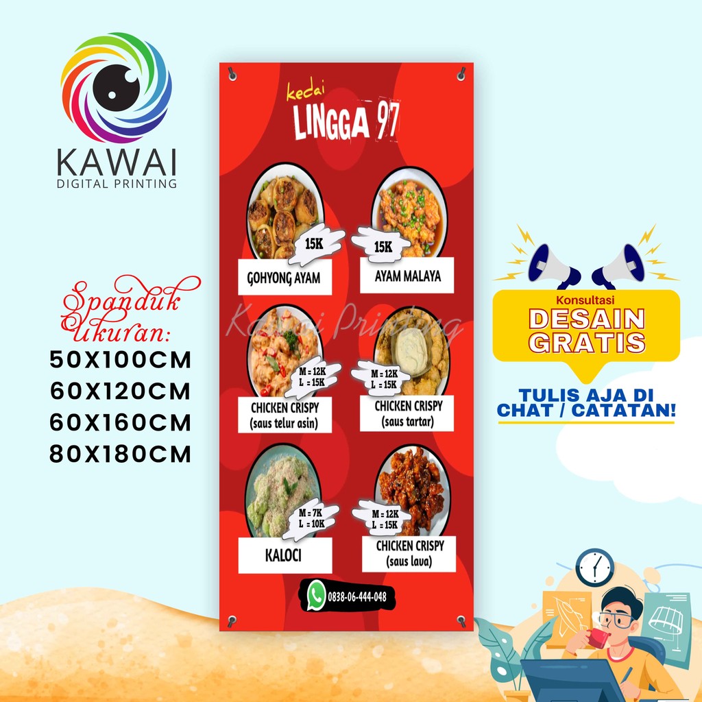 Jual SPANDUK / BANNER Jualan Aneka Jajanan Merah Custom Design Outdoor ...