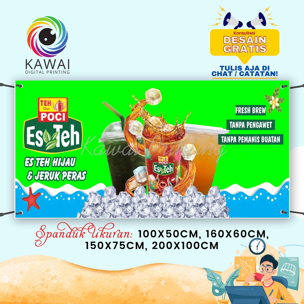 Jual Spanduk Banner MMT Teh Poci X Es teh Rekuest 200x100 Cm | Shopee ...