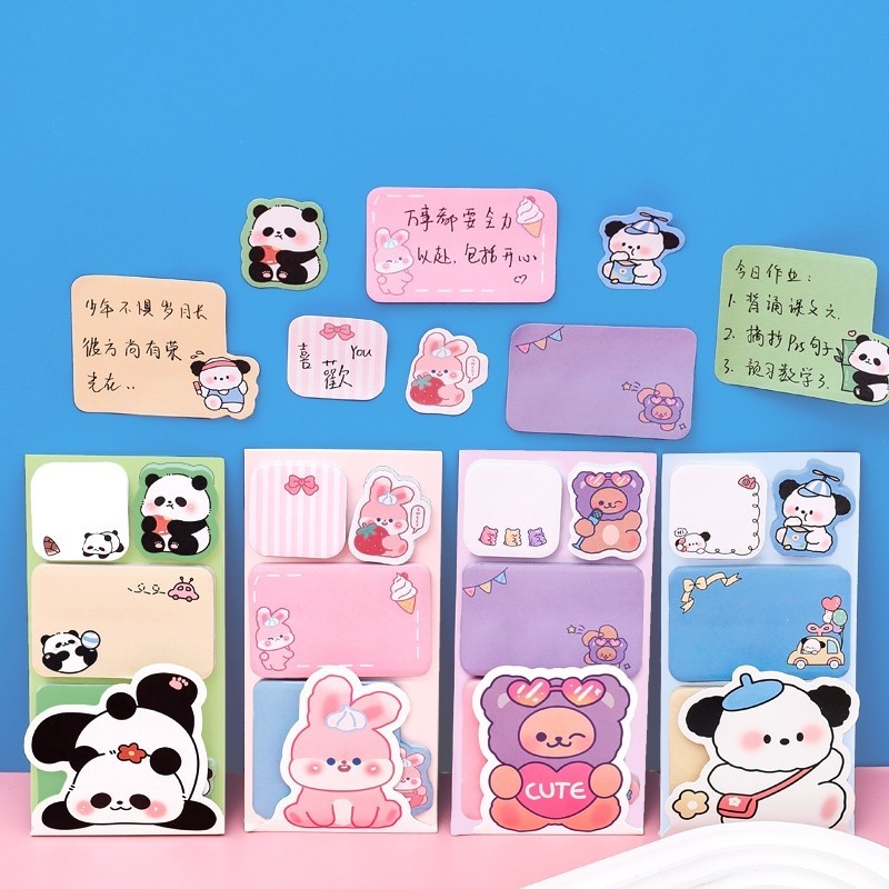 Jual AWC 1 SET STICKY NOTES DAN STICKER 4 IN 1 MOTIF KARTUN ANIMAL LUCU ...