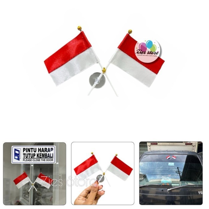 Jual Bendera Kaca Merah Putih / Hiasan Tempel Kaca Mobil / Bendera ...