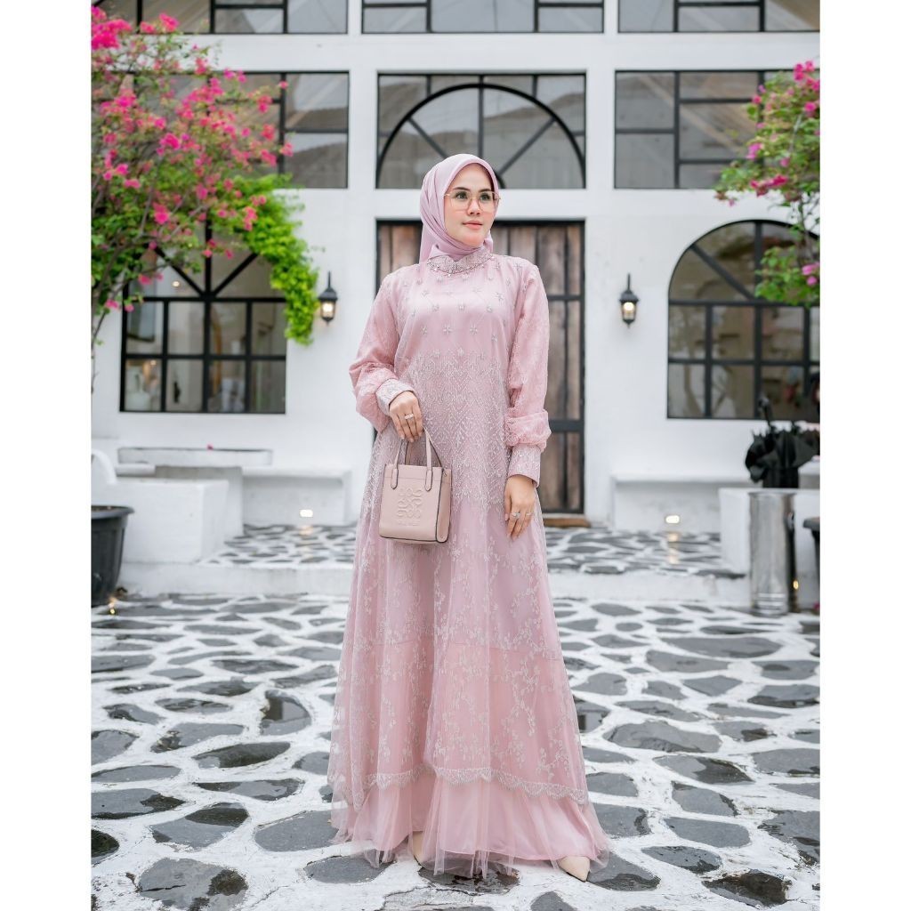 Jual Koleksi Terbaru ZAHRINA DRESS / DRESS TILE BORDIR / DRESS PESTA ...