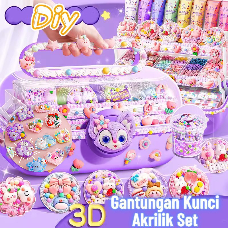 Jual 685PCS DIY Guka Set Gantungan Kunci Akrilik Keychain Set/anak ...