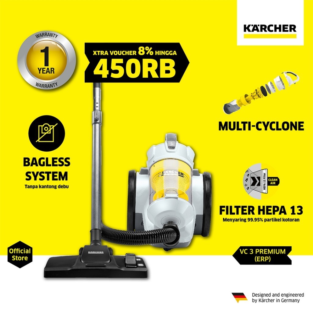 Jual Karcher VC 3 Premium (ERP) *KAP 700 Watt Vacuum Cleaner Dry (white ...