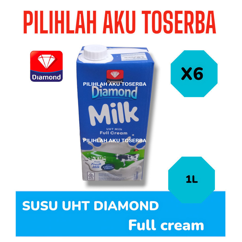 Jual SUSU DIAMOND UHT FULL CREAM 1 LITER - (HARGA 6 pcs) | Shopee Indonesia