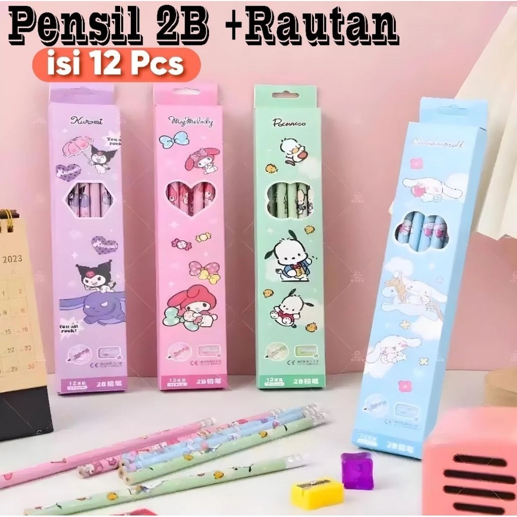 Jual (12 pcs) Pensil 2B HB Karakter / Pencil Kayu 2B HB Fancy Kartun ...