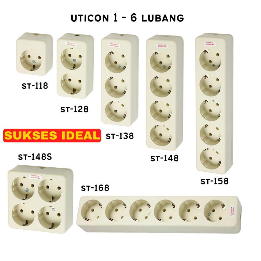 Jual UTICON Stop Kontak Arde Terminal Kuningan 1 2 3 4 5 6 Lubang Original | Shopee Indonesia