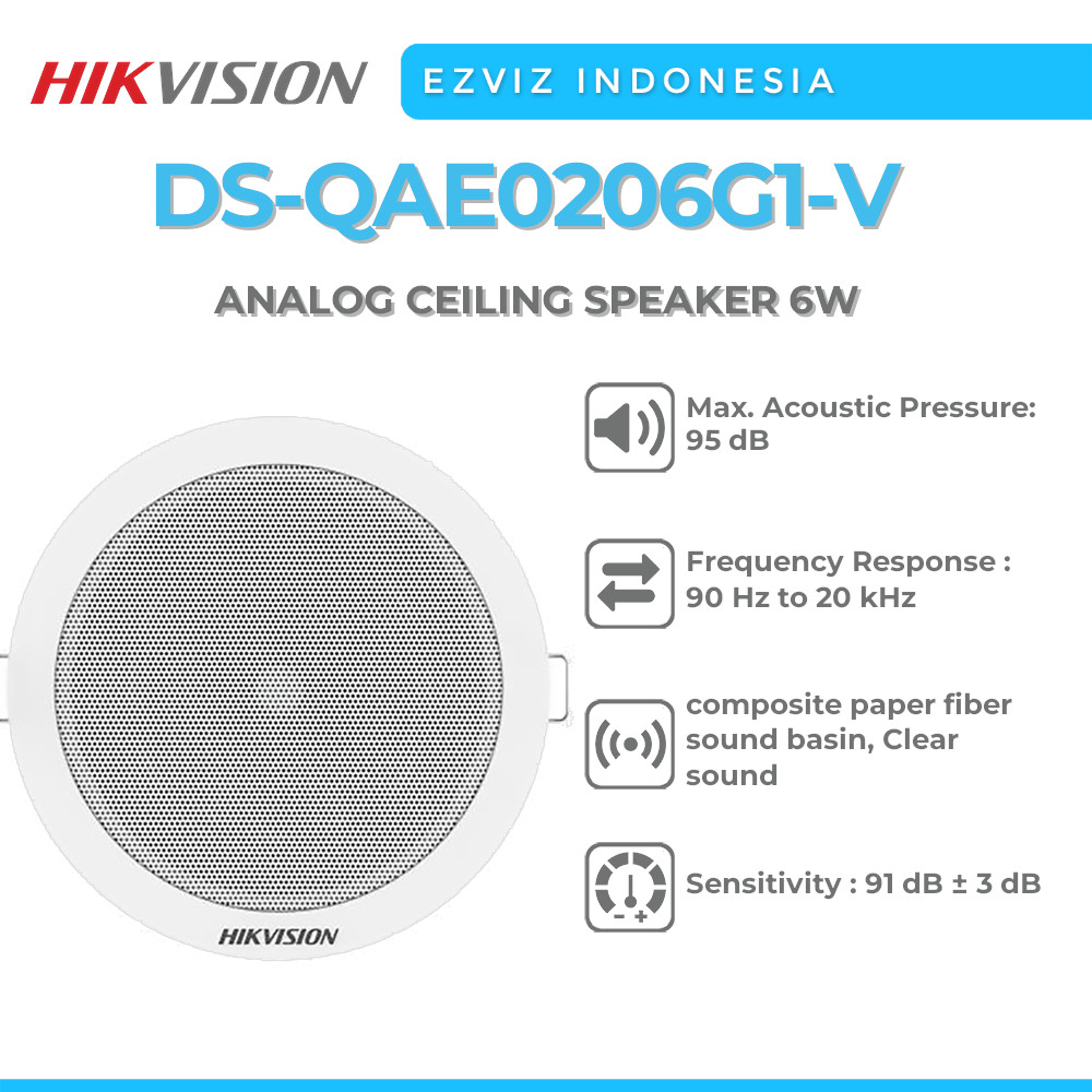 Jual HIKVISION DS-QAE0206G1-V ANALOG CEILING SPEAKER 6W 95DB 90HZ - 20KHZ INDOOR | Shopee Indonesia