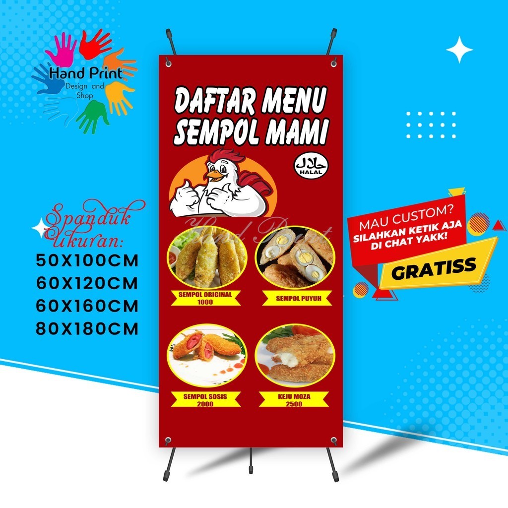 Jual Cetak Spanduk Banner Jualan Sempol Ayam Merah MMT Spanduk Custom ...