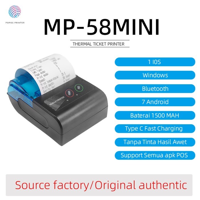 Jual SP 58MM PRINTER BLUETOOTH MINI PORTABLE PRINTER THERMAL CETAK RESI NOTA STRUK PENJUALAN ...