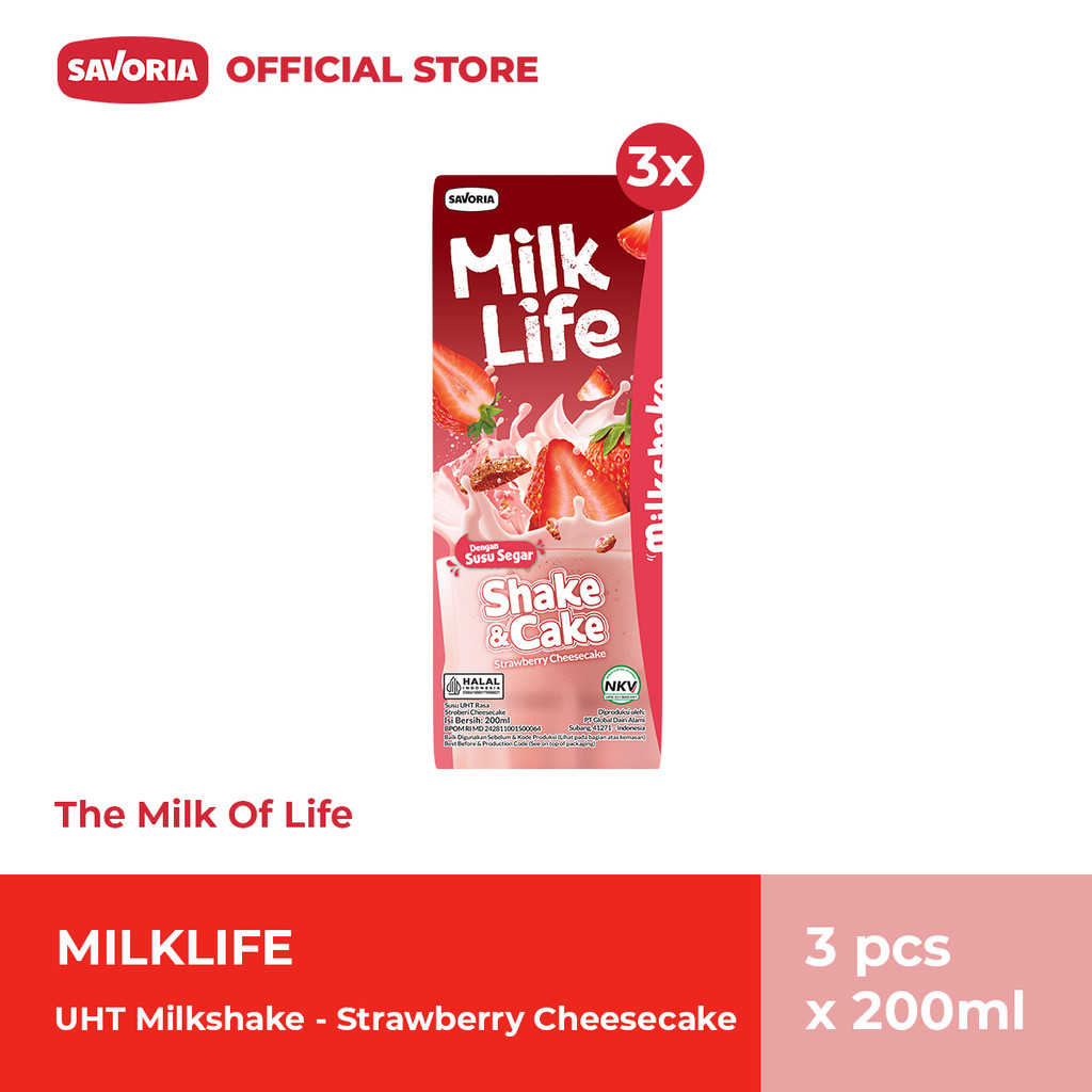 Jual MilkLife UHT Milkshake Strawberry Cheese - Susu Rasa Stroberi 3 ...