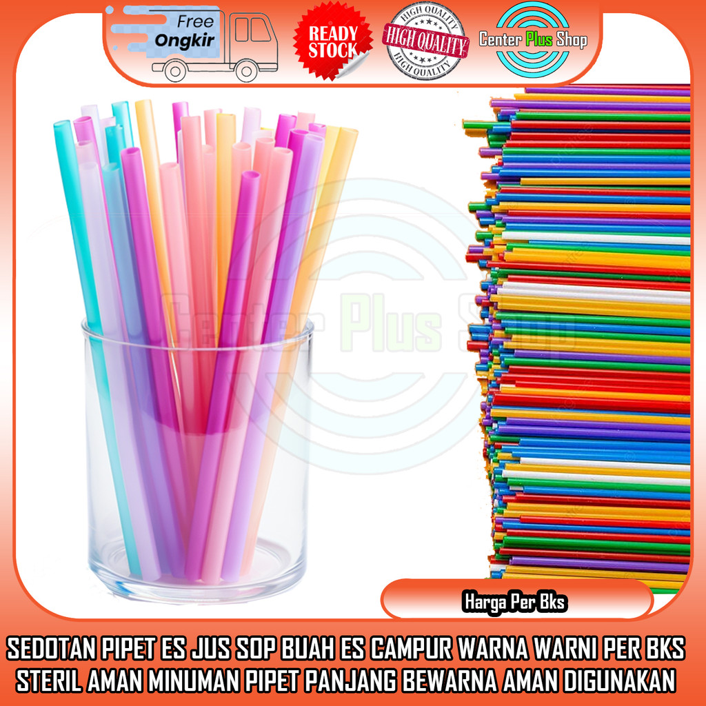 Jual Sedotan Plastik Warna Jus Es Dogan Cincau Sedot Minuman Pelastik ...