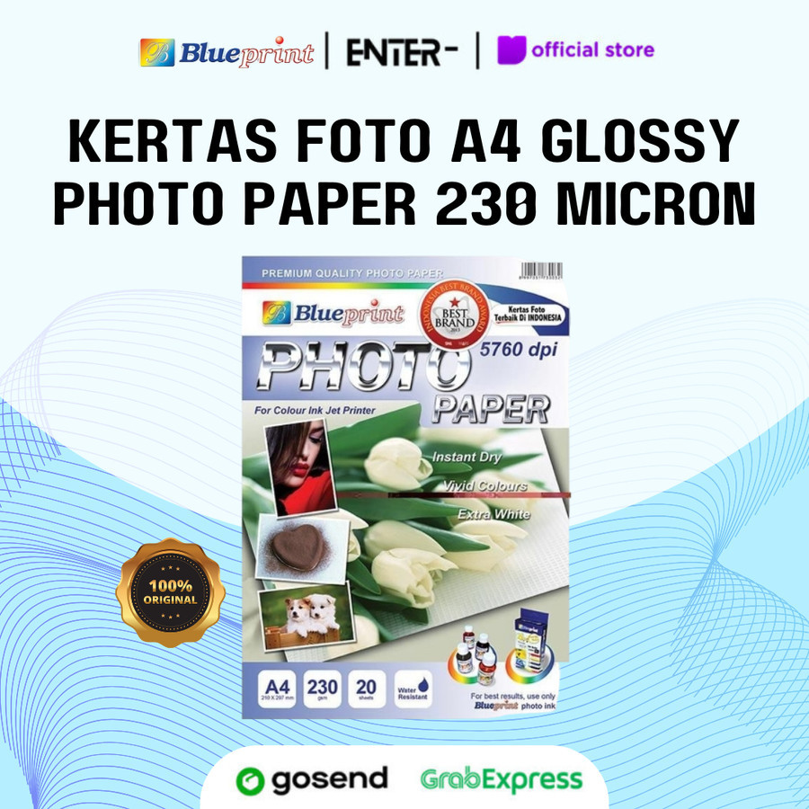 Jual Kertas Foto A4 BLUEPRINT Glossy Photo Paper 230 Micron Polos 20 Lembar Tulip | Shopee Indonesia
