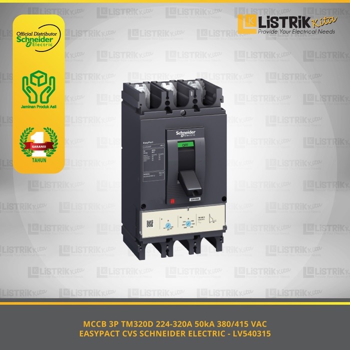 Jual MCCB 3P EASYPACT CVS SCHNEIDER ELECTRIC TM320D 224-320A 50KA 380/415VAC - LV540315 | Shopee ...