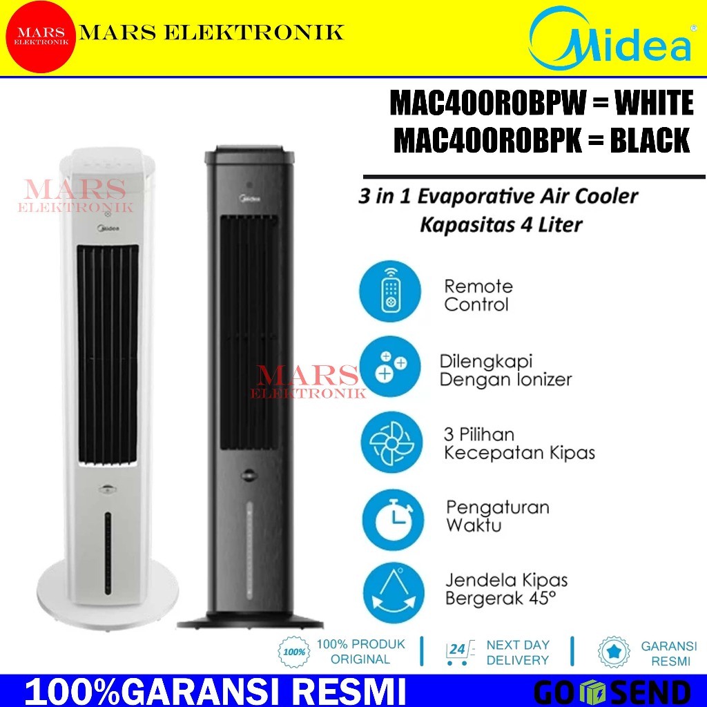 Jual AIR COOLER MIDEA 3-IN-1 EVAPORATIVE MAC400R0BPW / MAC400R0BPK ...