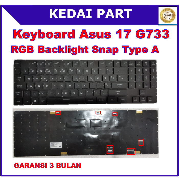 Jual Keyboard Asus ROG Strix Scar 17 G733 G733QR G733QS RGB Backlight ...