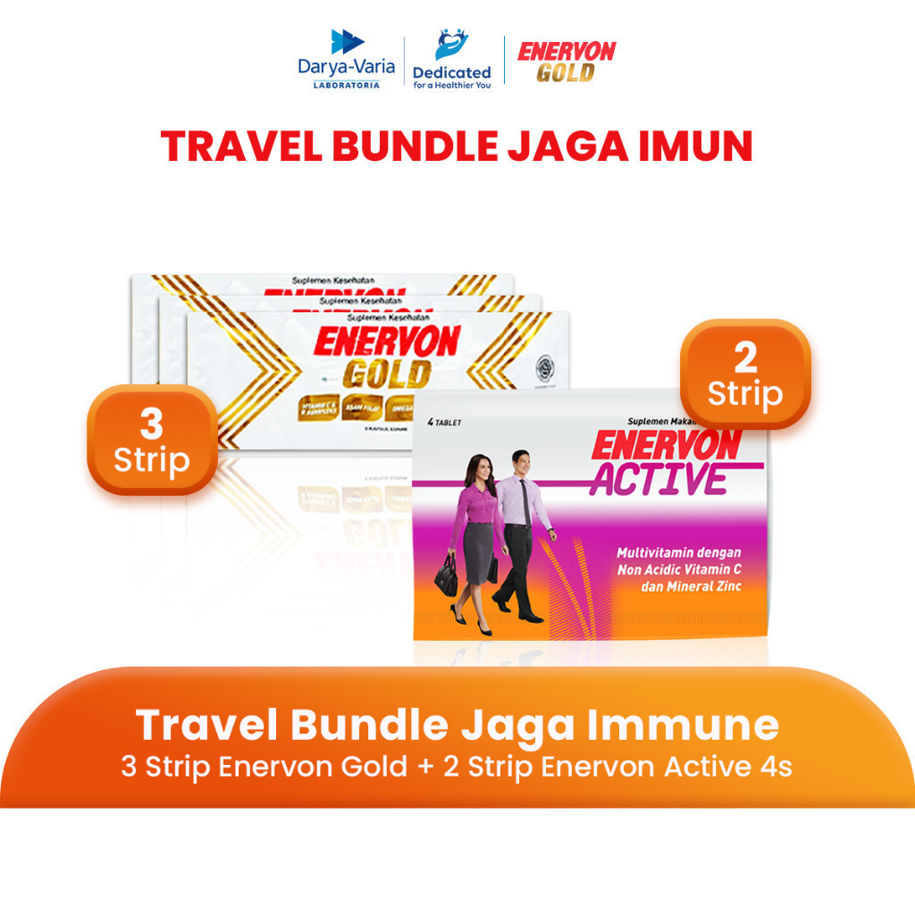 Jual Enervon Paket Travel Jaga Imun Gold (3 Strip x 5 Tablet) + Active ...
