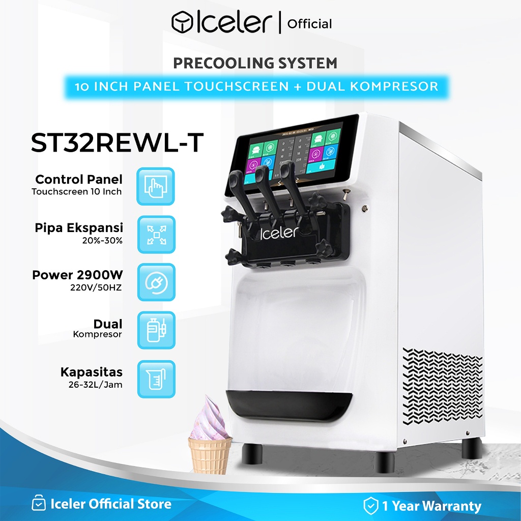 Jual Mesin Soft Es Krim Iceler Ice Cream Machine 3 Tuas 2 Sistem ...