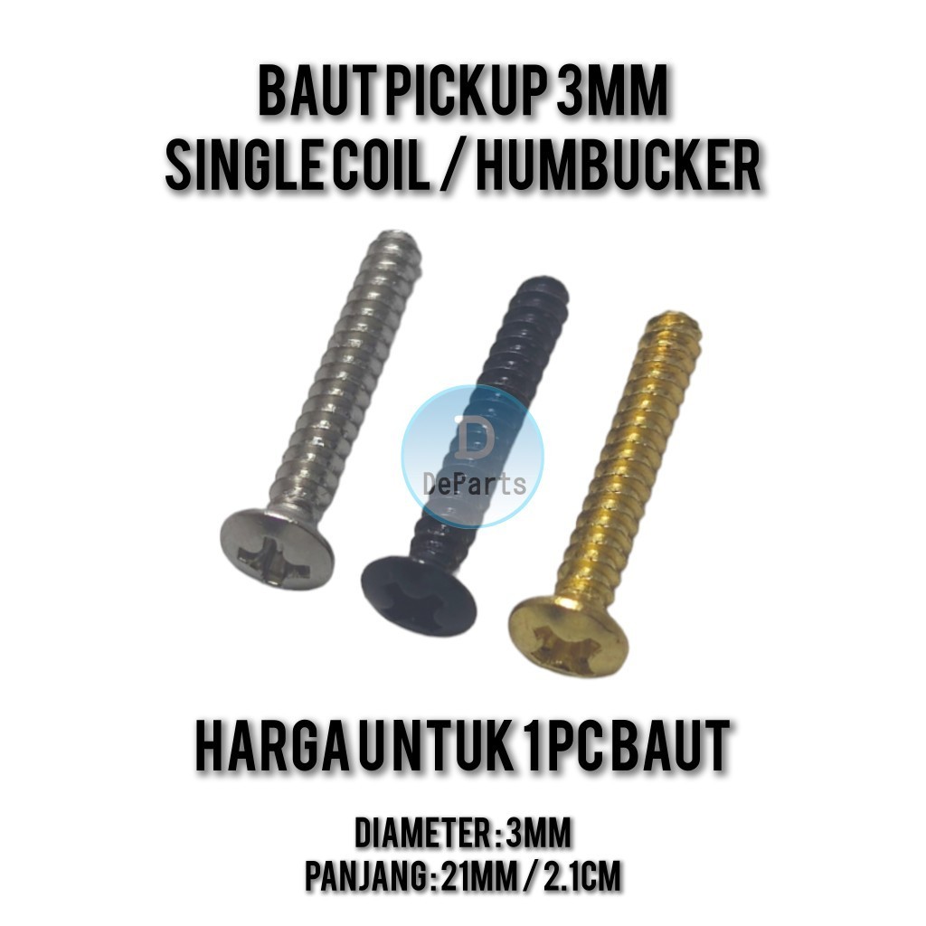 Jual [Per 1Pc] Baut pickup single coil/humbucker ukuran 3mm | Shopee ...