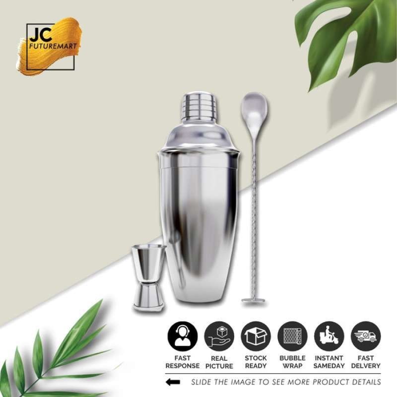 Jual Cocktail Shaker 550Ml & 720Ml - Koktail Set Bar Spoon & Jigger - 550 ML | Shopee Indonesia