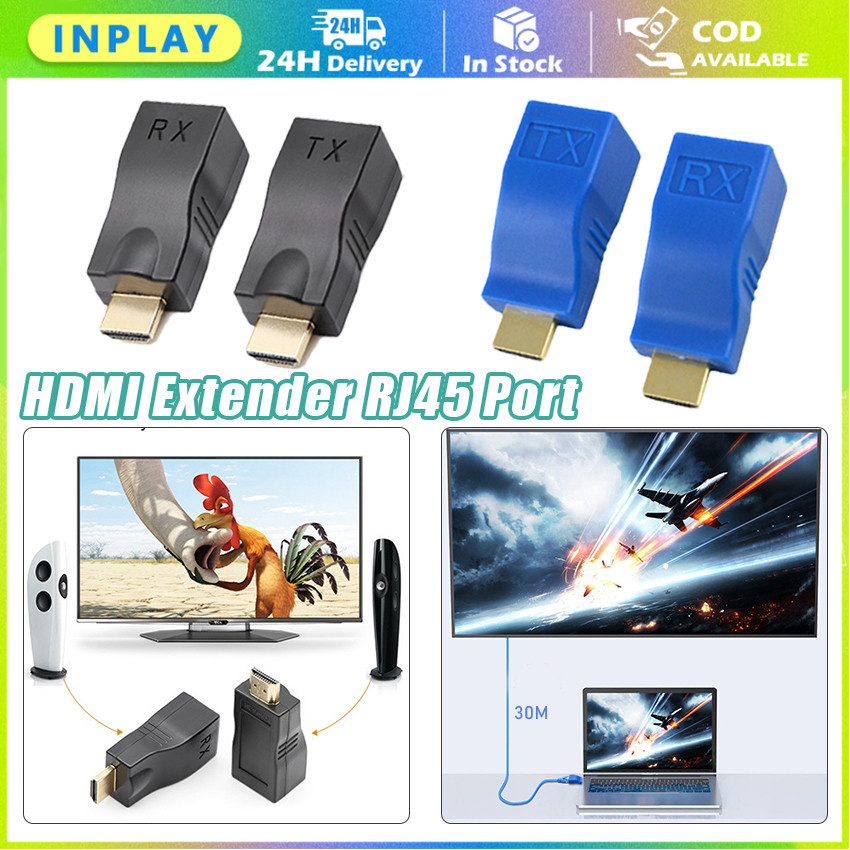Jual Adapter RJ45 Female To HDMI Male / HDMI Extender By LAN Cable ...