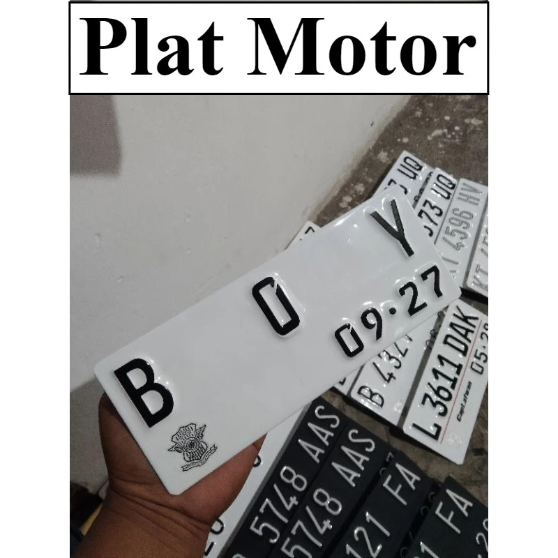 Jual plat motor putih baut tanam font terbaru / plat motor custom 1 pcs ...