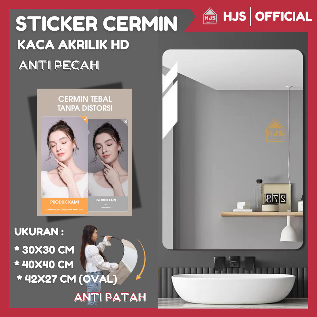 Jual [HJS] Sticker dinding Cermin 3D / Stiker Kaca Akrilik Lengkap ...