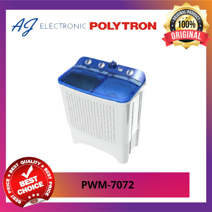 Jual MESIN CUCI POLYTRON PWM-7072 / PWM7072 , MESIN CUCI 2 TABUNG 7 KG ...