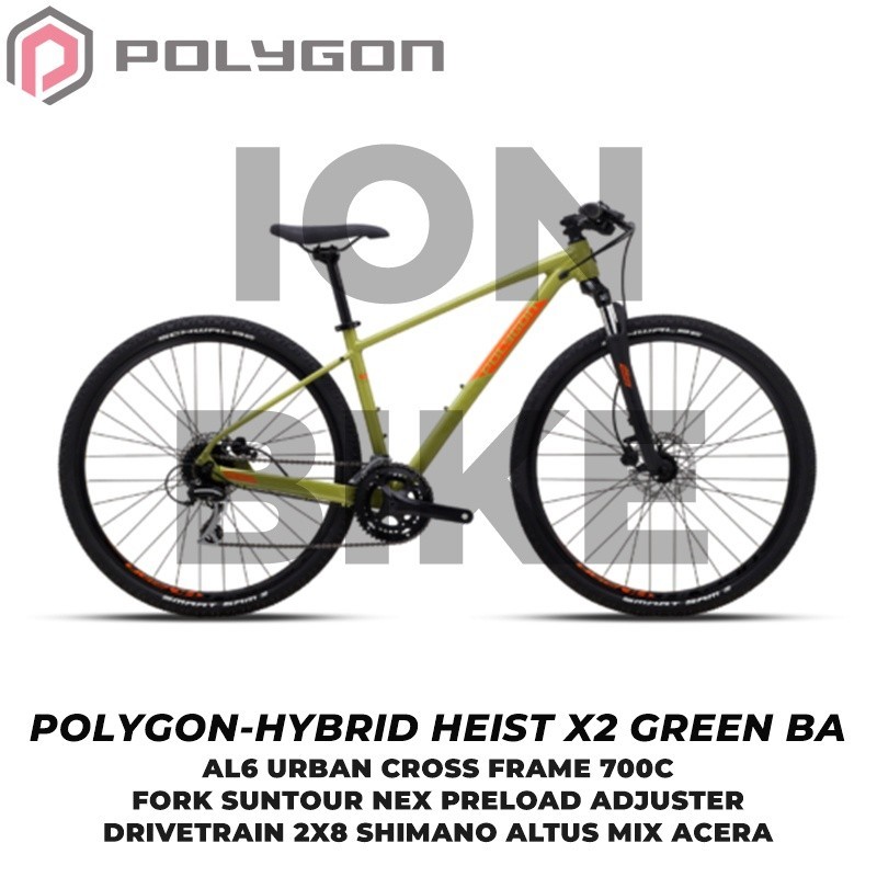 Jual Sepeda Hybrid Polygon Heist X2 700c 700 Urban Cross Green BA ...