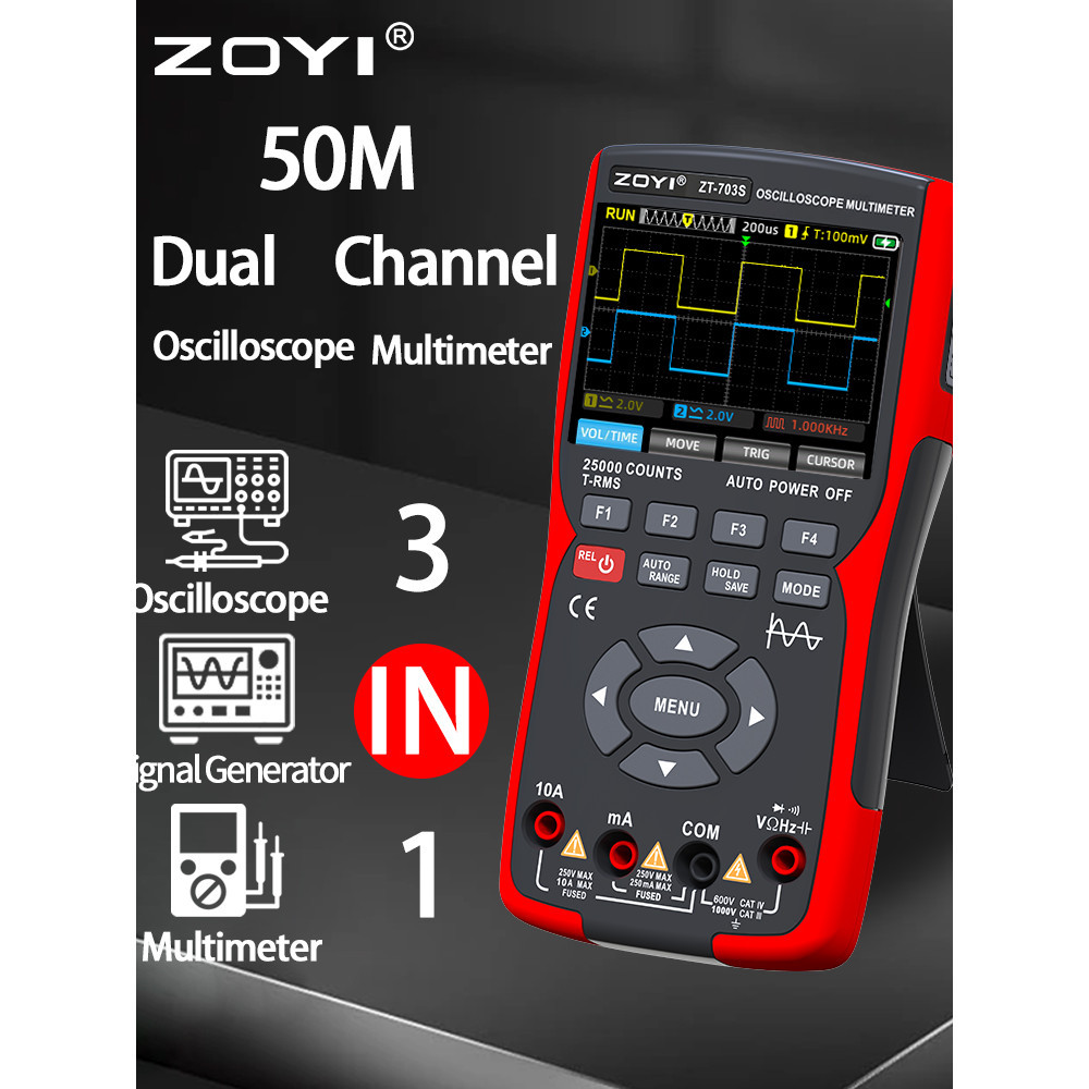 Jual ZOYI ZT-703S Multimeter osiloskop 3-in-1 dengan layar IPS 3.5 inci ...