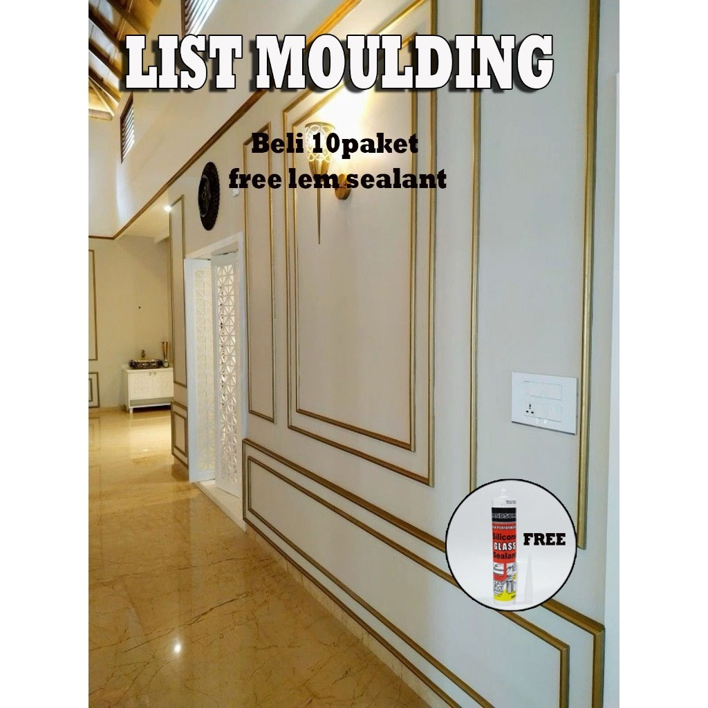 Jual TT PAKET 2 Pcs Border Profil Lis Molding Tembok List Wall Moulding Warna PVC Ukiran Dinding ...